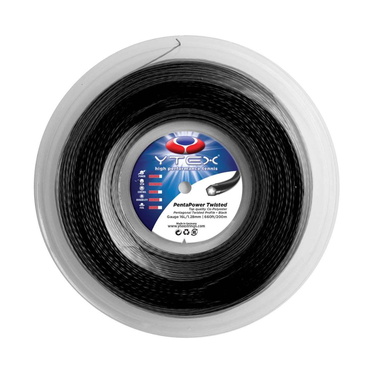 PentaPower Twisted Black - Co-Poly | YTEX Tennis Strings – ytexstrings