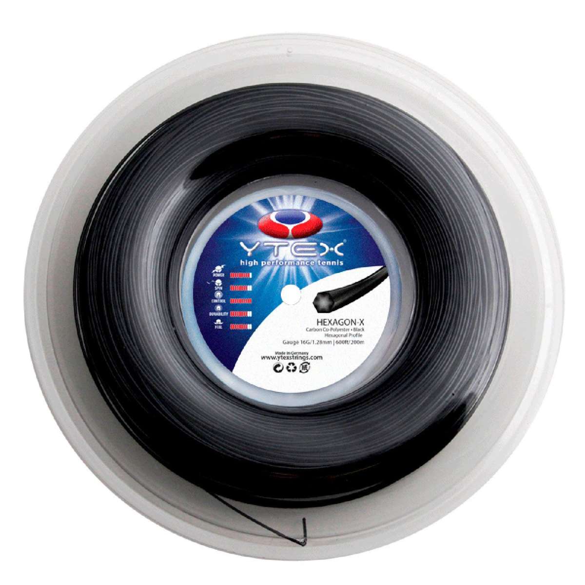 Hexagon-X Black Reel - Co-Poly | YTEX Tennis Strings – ytexstrings