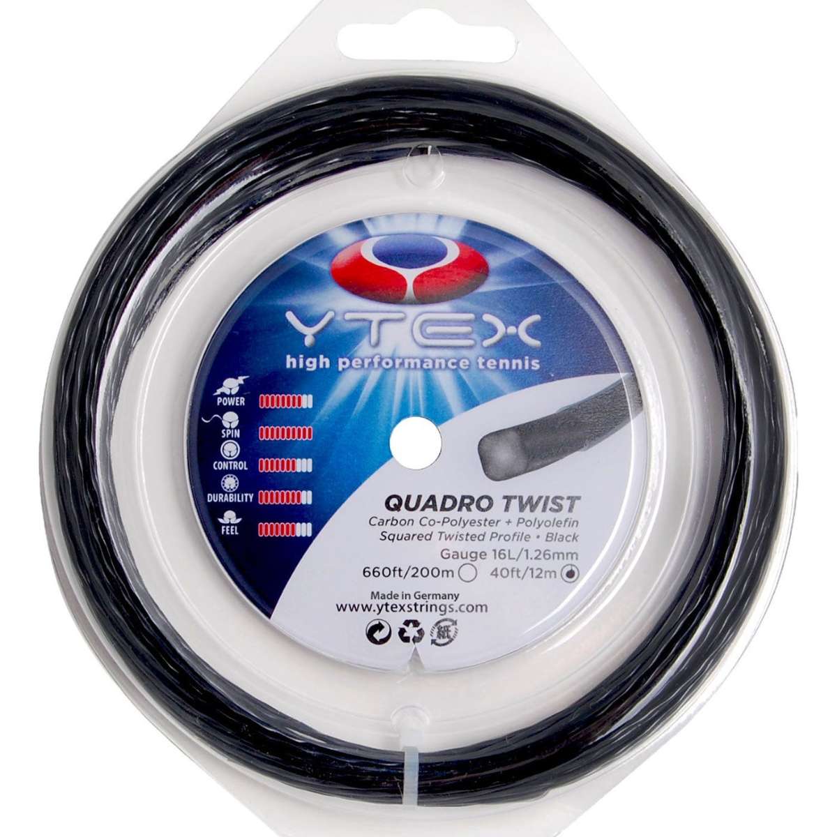 Quadro Twist Black Set - Co-Poly | YTEX Tennis Strings – ytexstrings
